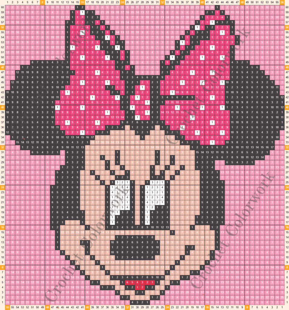 MINNIE MOUSE Pixel Grid Pattern for Crochet, Knitting, and Cross Stitch | Crochet Colorwork