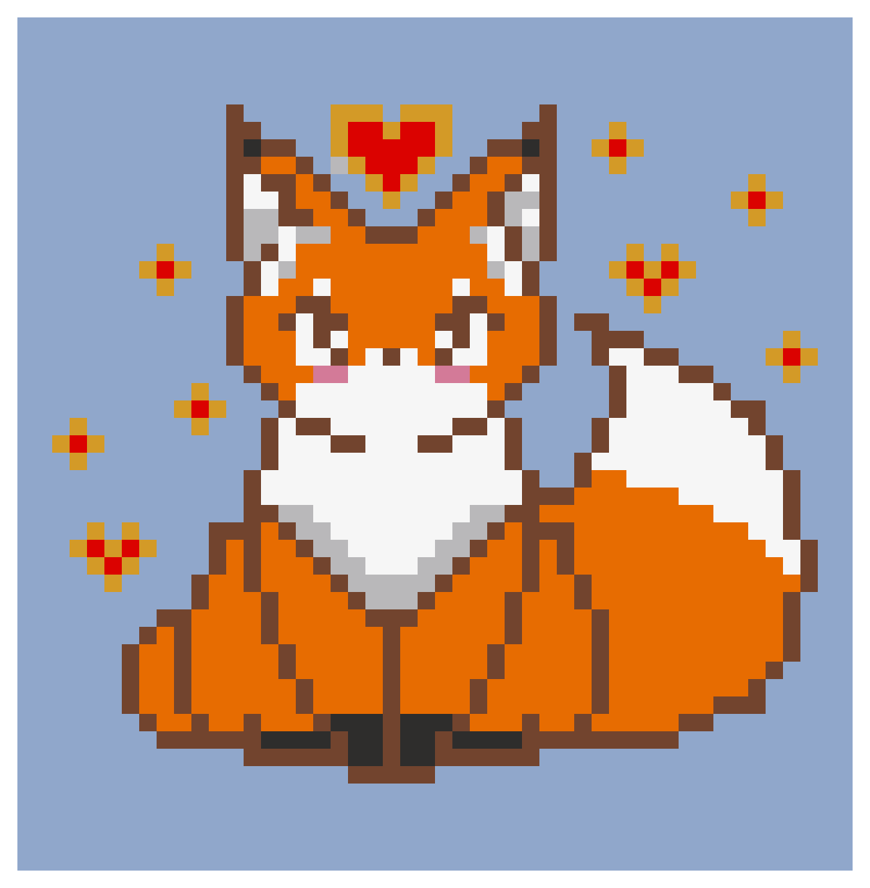 FOX Pixel Grid Pattern 48x49 px | Crochet Colorwork