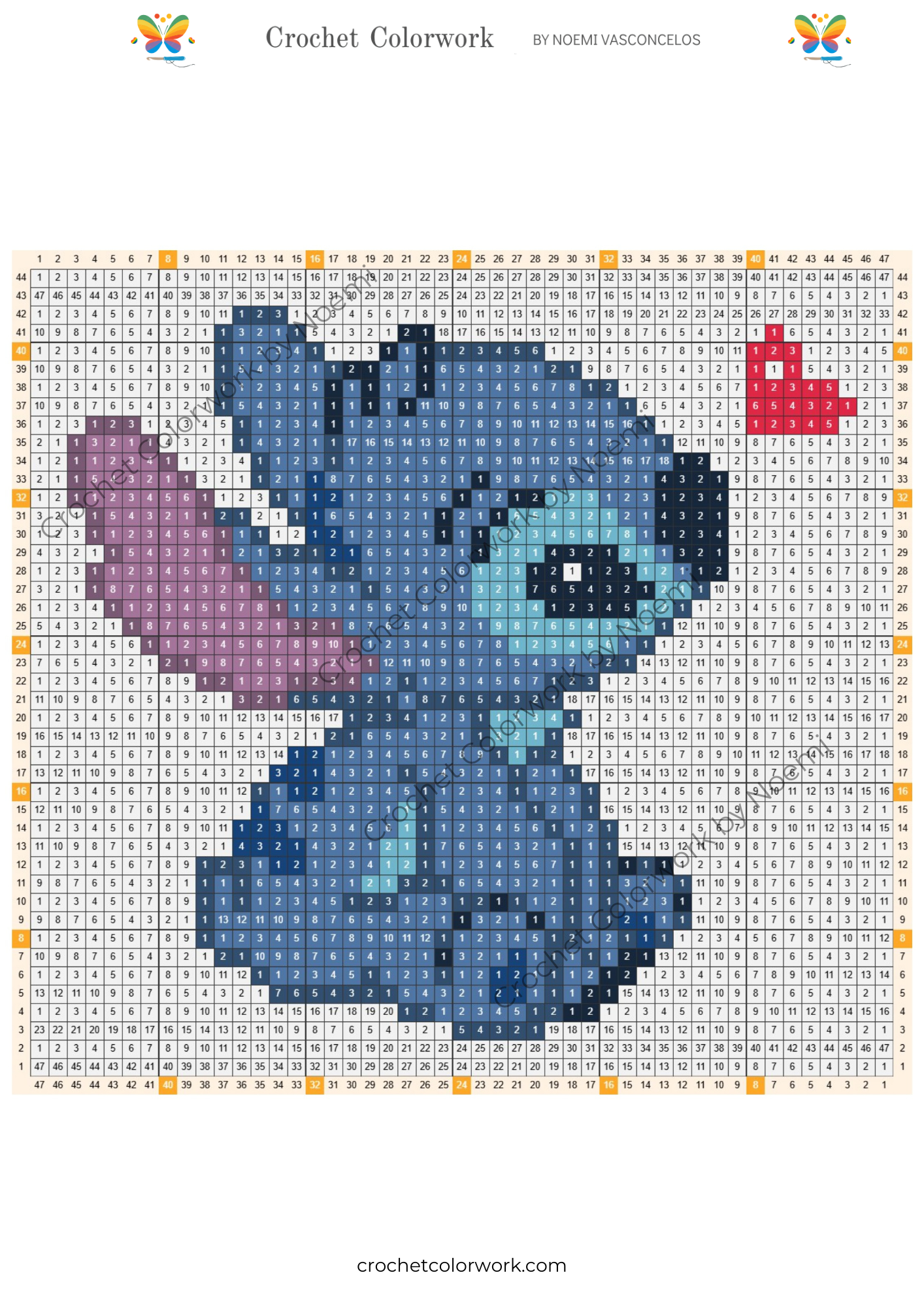 STITCH Pixel Grid Pattern 47x44 px | Crochet Colorwork